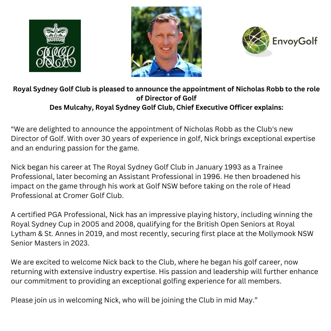 The Team at EnvoyGolf are delighted to have assisted the Royal Sydney ...